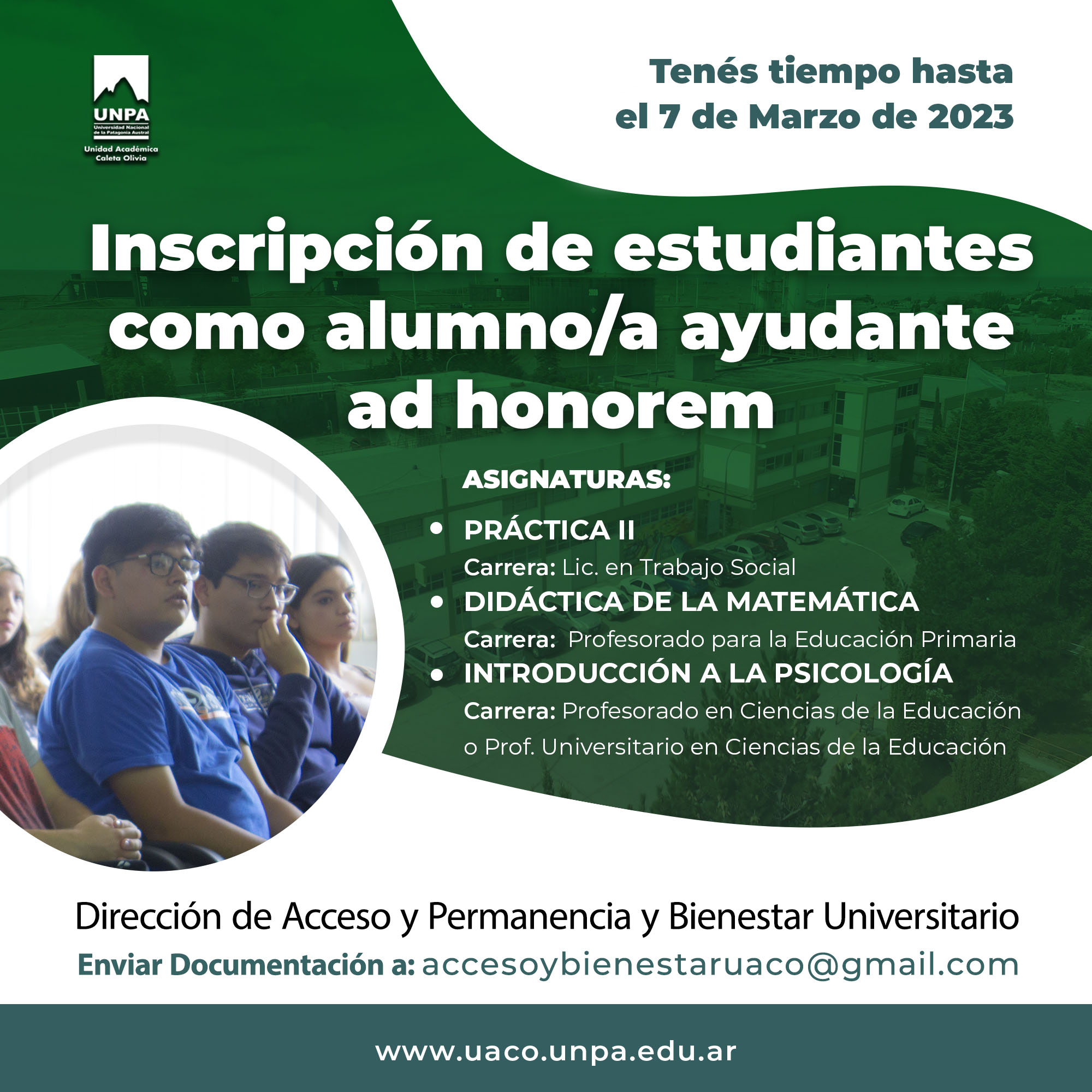 Abren inscripción de postulantes para Ayudante Alumno Ad Honorem | UNPA ...